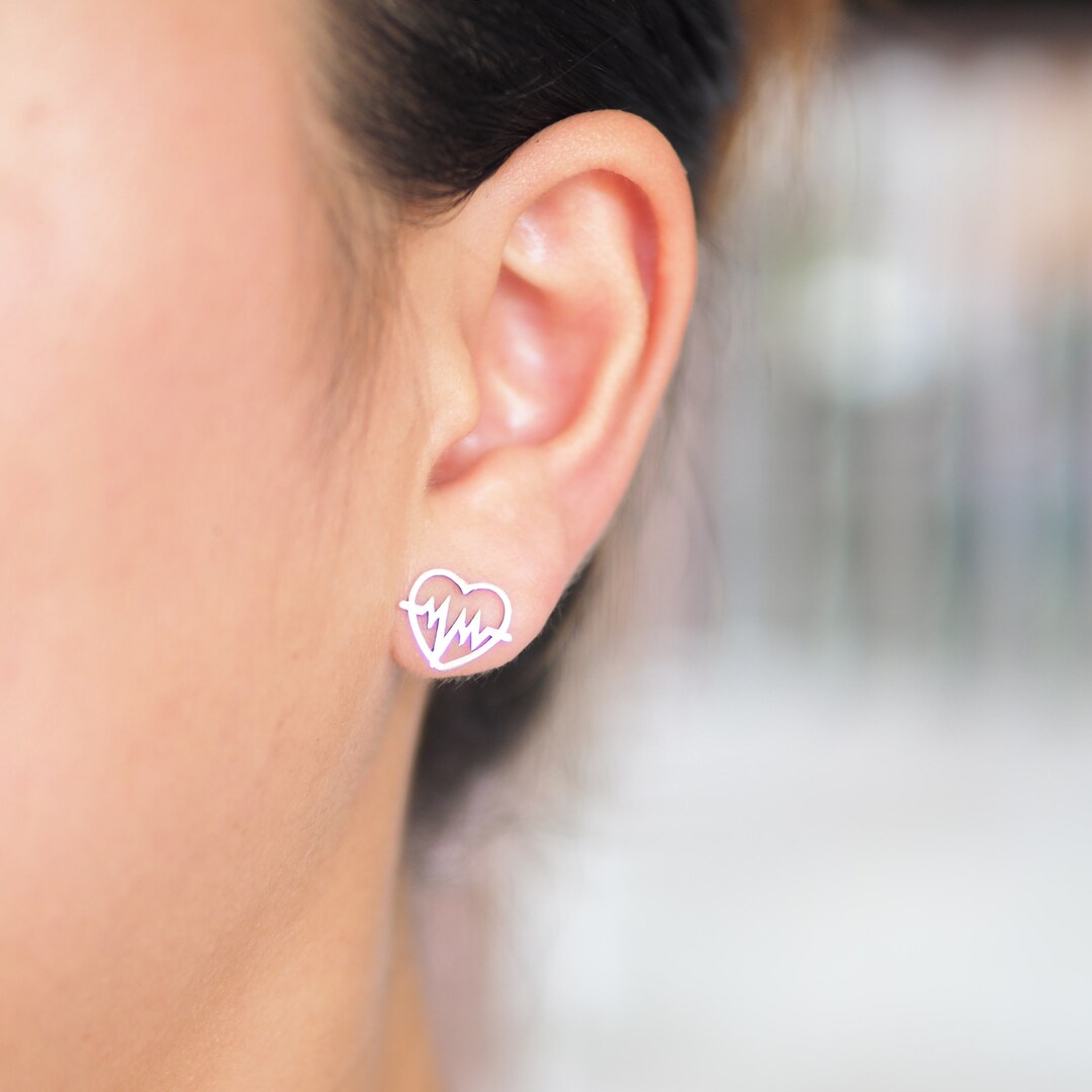 Heartbeat Earrings, Heart Earrings, EKG ECG Earrings, Graduation Gift ...
