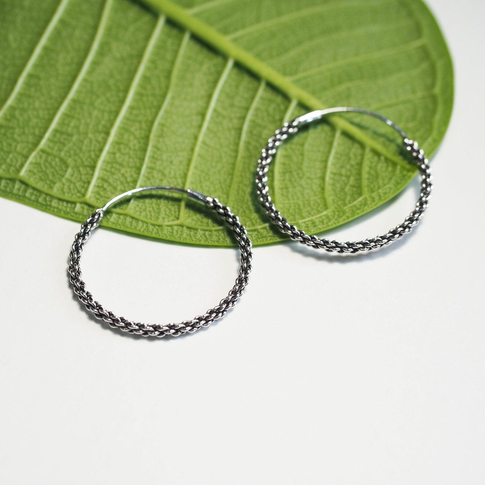 25 Mm Snake Chain Hoop Earrings Minimalist Hoop Earrings | Etsy