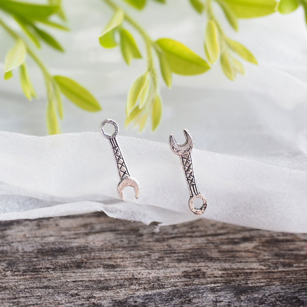 Sterling Silver Wrench Earrings, Spanner Earrings, Tool Earrings, Gift ...