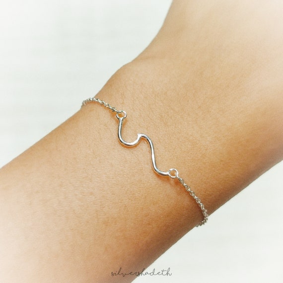 Sterling Silver Wave Bracelet Adjustable Wave Chain Bracelet - Etsy