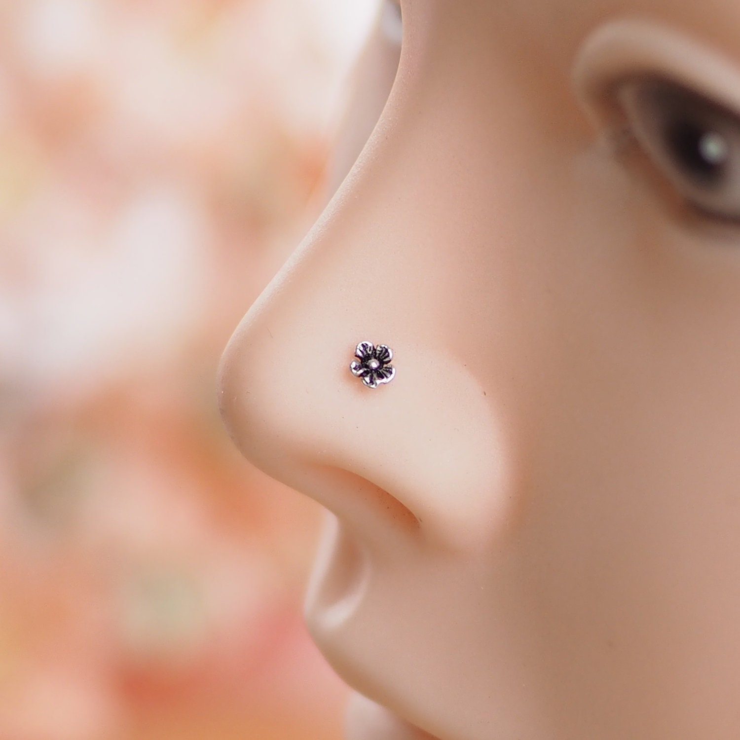 4 Mm Jasmine Flower Nose Bone Stud Silver Nose Stud Nose - Etsy