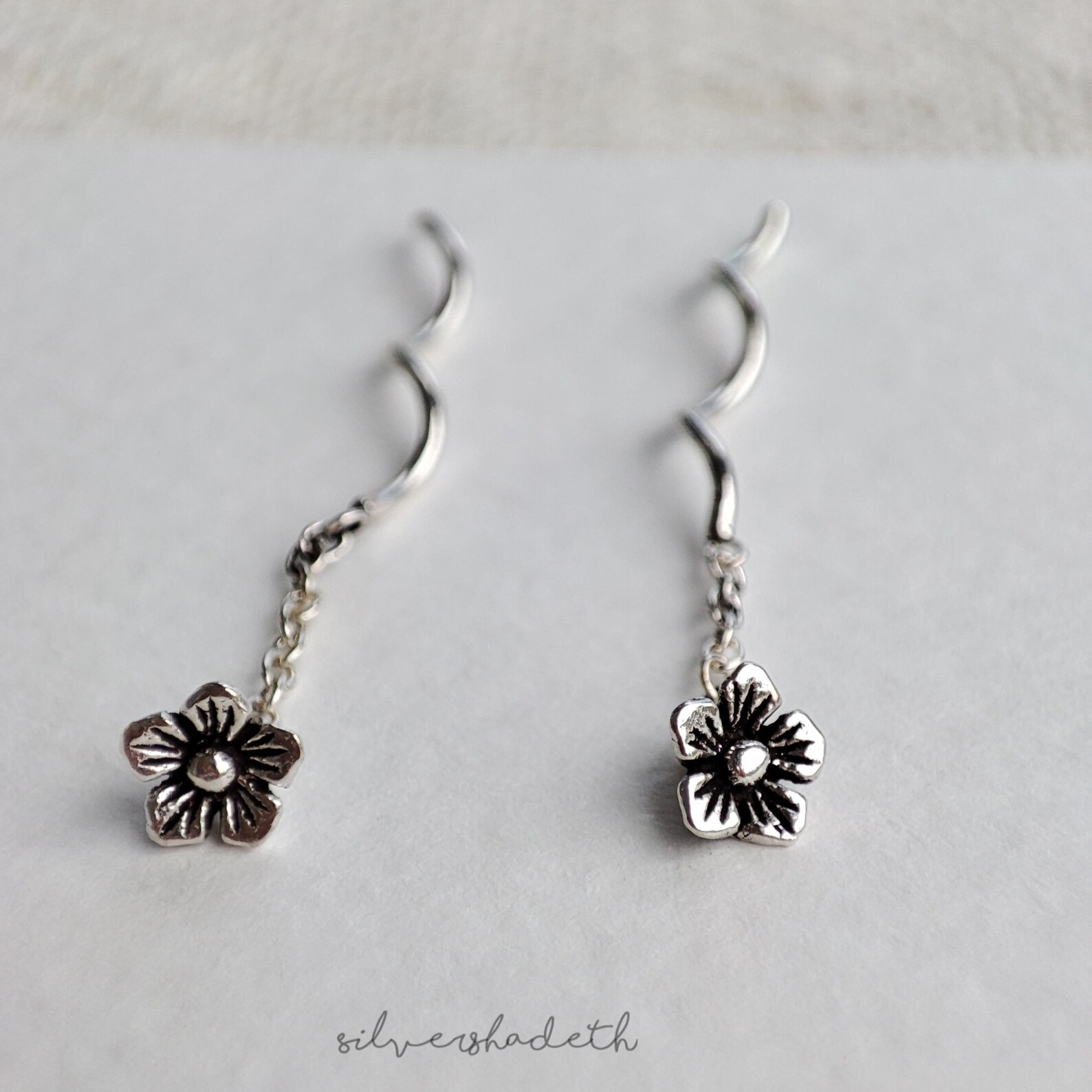 Jasmine Threader Earrings Sakura Flower Blossom Earrings - Etsy