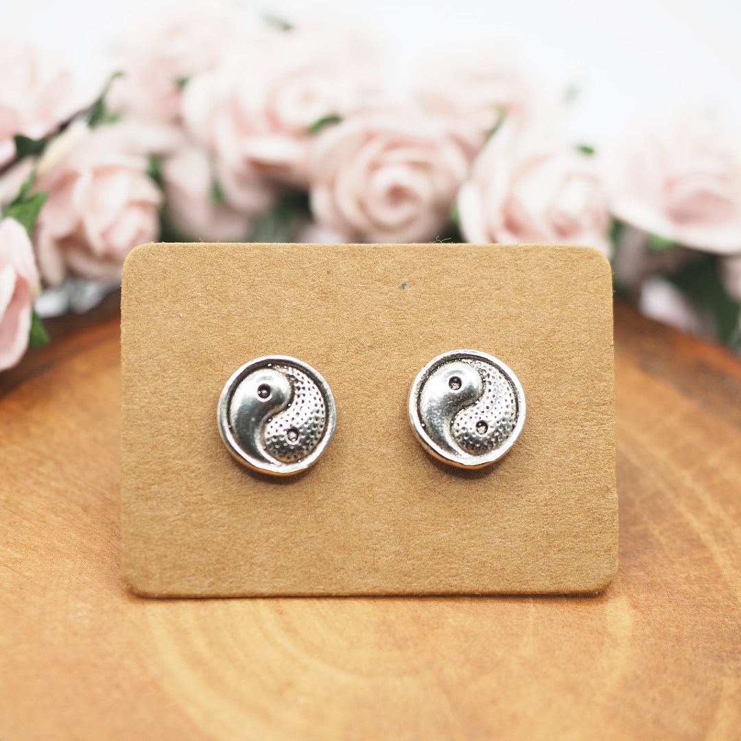 Sterling Silver Yin Yang Stud Earrings, Zen Jewelry, Minimalist Earrings, Yin Yang Jewelry ...