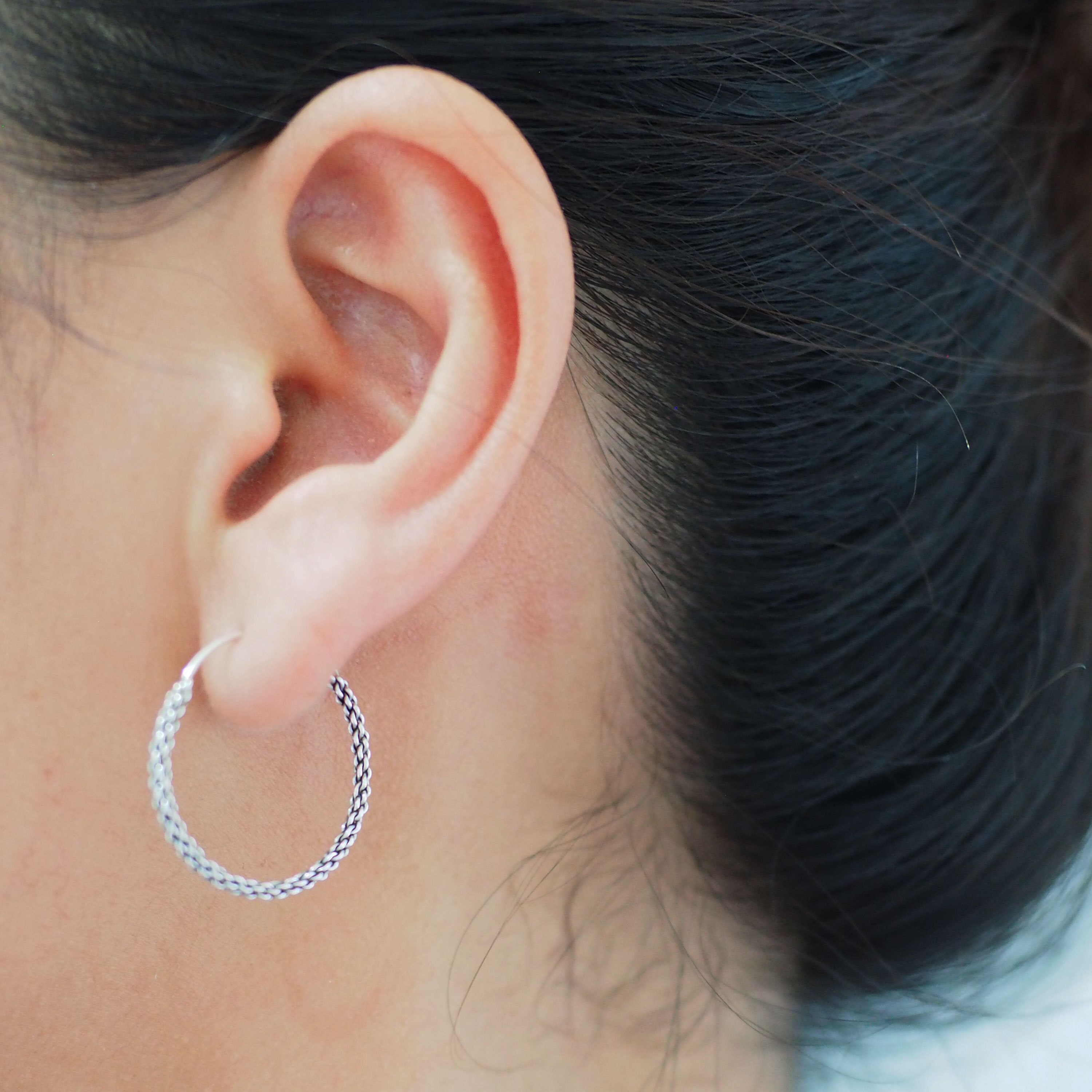 25 Mm Snake Chain Hoop Earrings Minimalist Hoop Earrings | Etsy