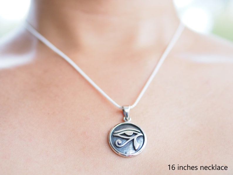 Egyptian Eye Necklace Sterling Silver Eye of Horus Chain - Etsy
