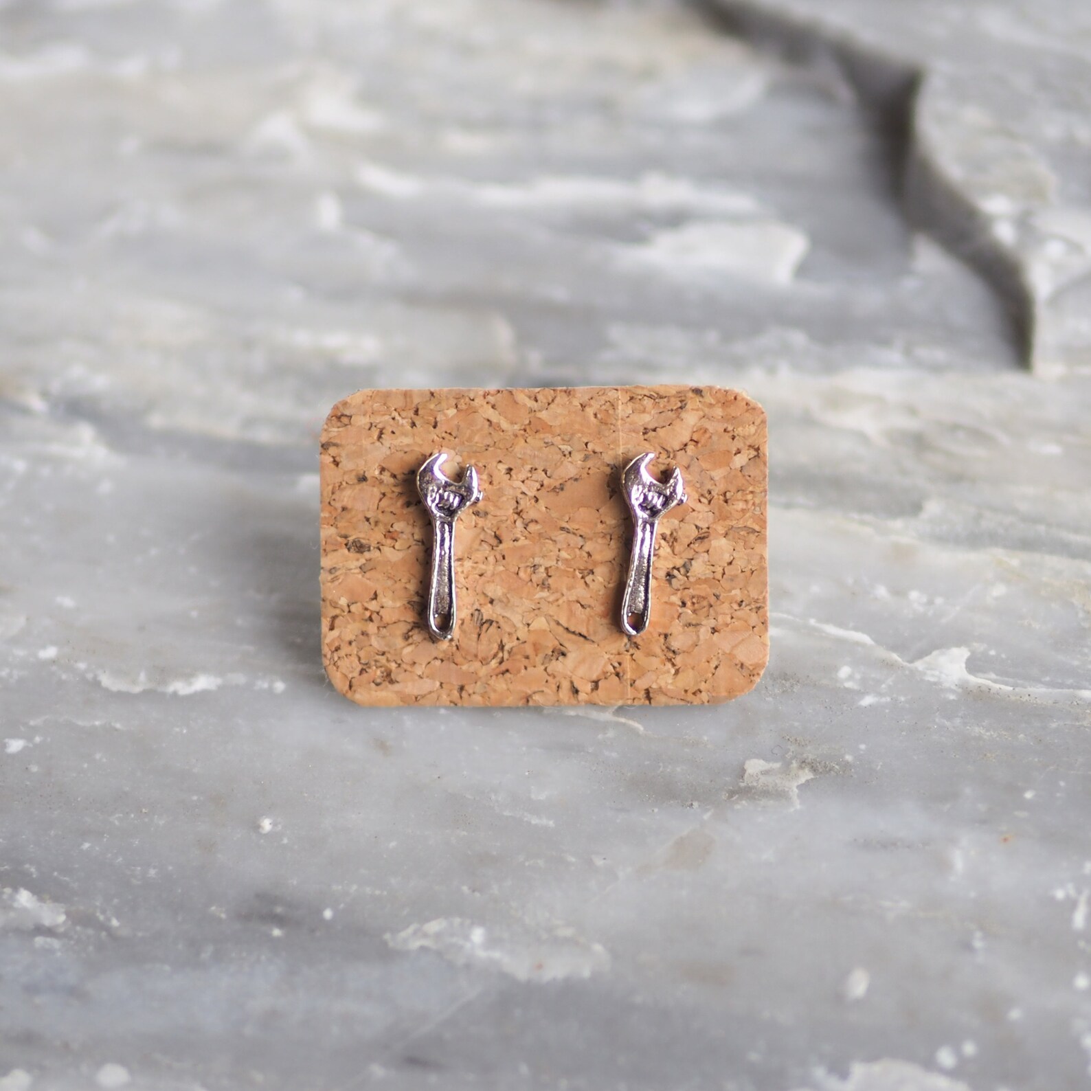 Sterling silver Wrench Earrings Tool earrings Gift for her / | Etsy