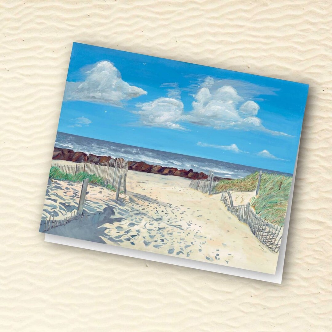 59th Street Beach Walk-coastal Note Cards, 12-pack, Blank - Etsy