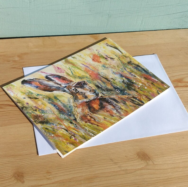HARE Card-hare Birthday Card-blank Hare Greetings Card-easter Birthday ...