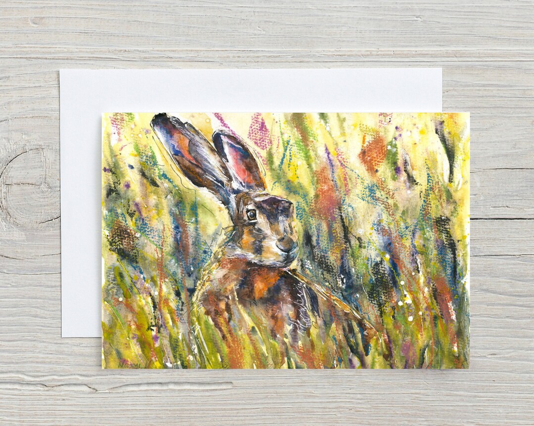 HARE Card-hare Birthday Card-blank Hare Greetings Card-easter Birthday ...