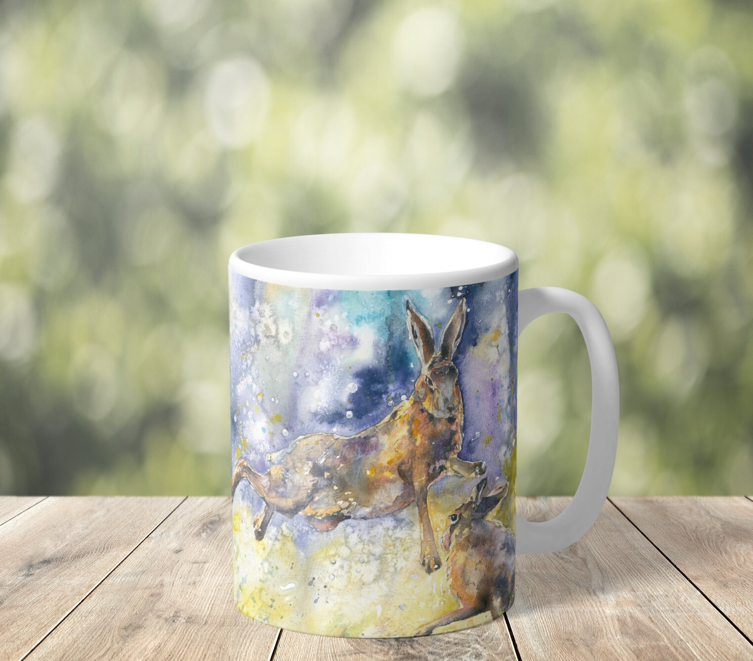 Hare Mug-boxing Hares Design Cup-wildlife Mug-hare British Art Mug ...