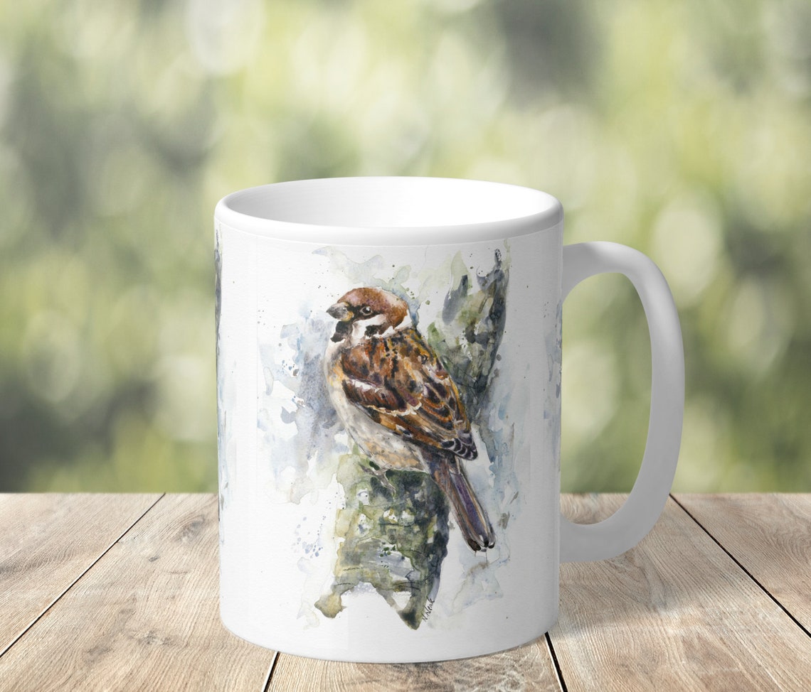 Garden Bird Mug-sparrow Design-wildlife Mug-british Art - Etsy Norway