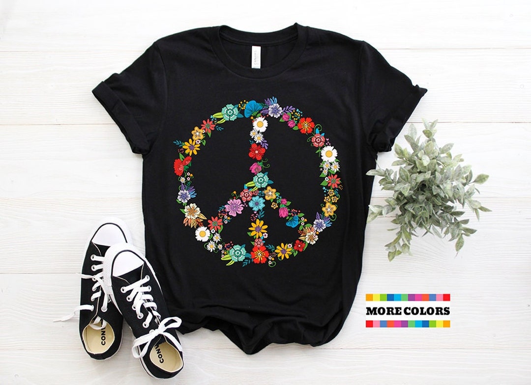 Love and Peace Shirt, Flower Hippie Tank Top, Peace Sign Lover Floral ...