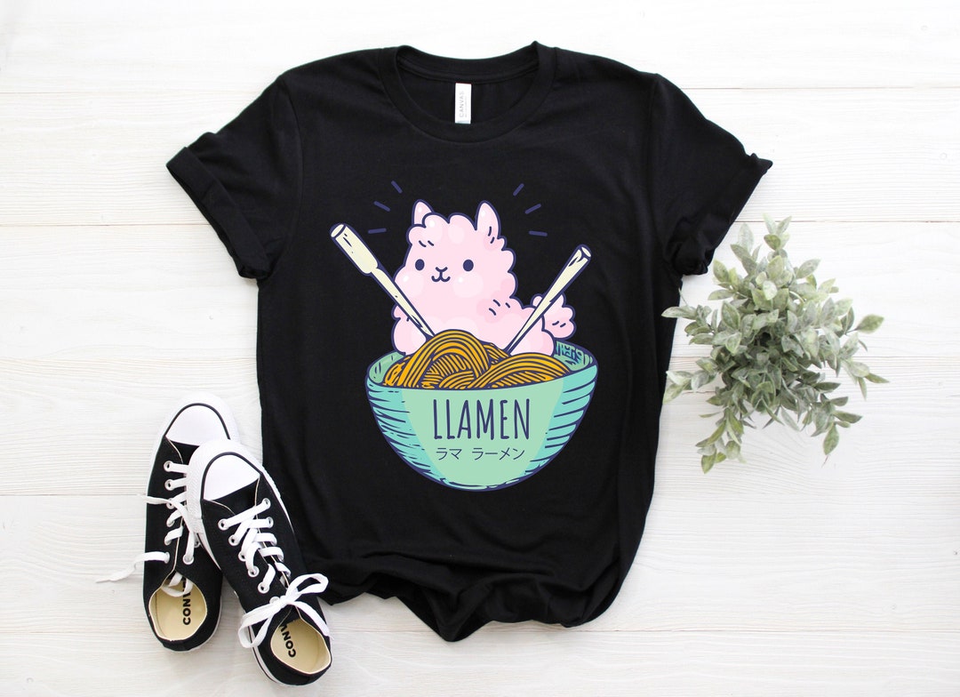 Cute Ramen Llama Shirt, I Love Japanese Noodles Tank Top, Kawaii Asian ...