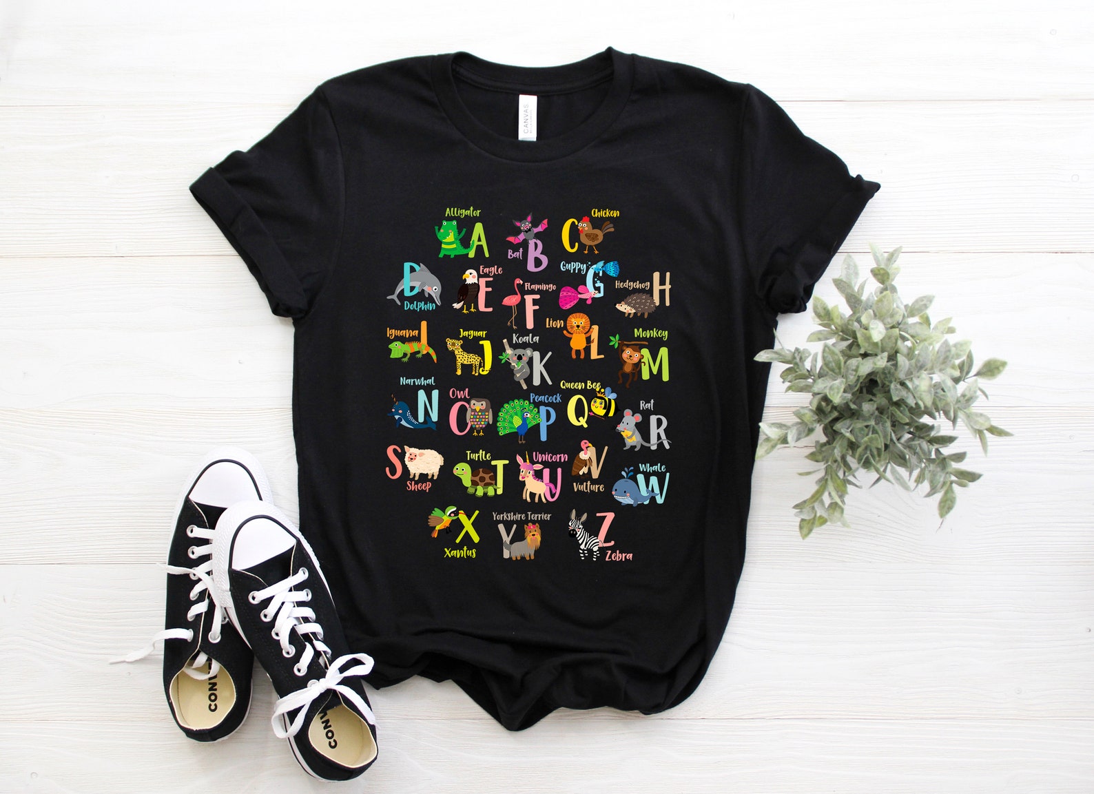 Animals Alphabet T-shirt Cute ABC Letters Learning Fans - Etsy