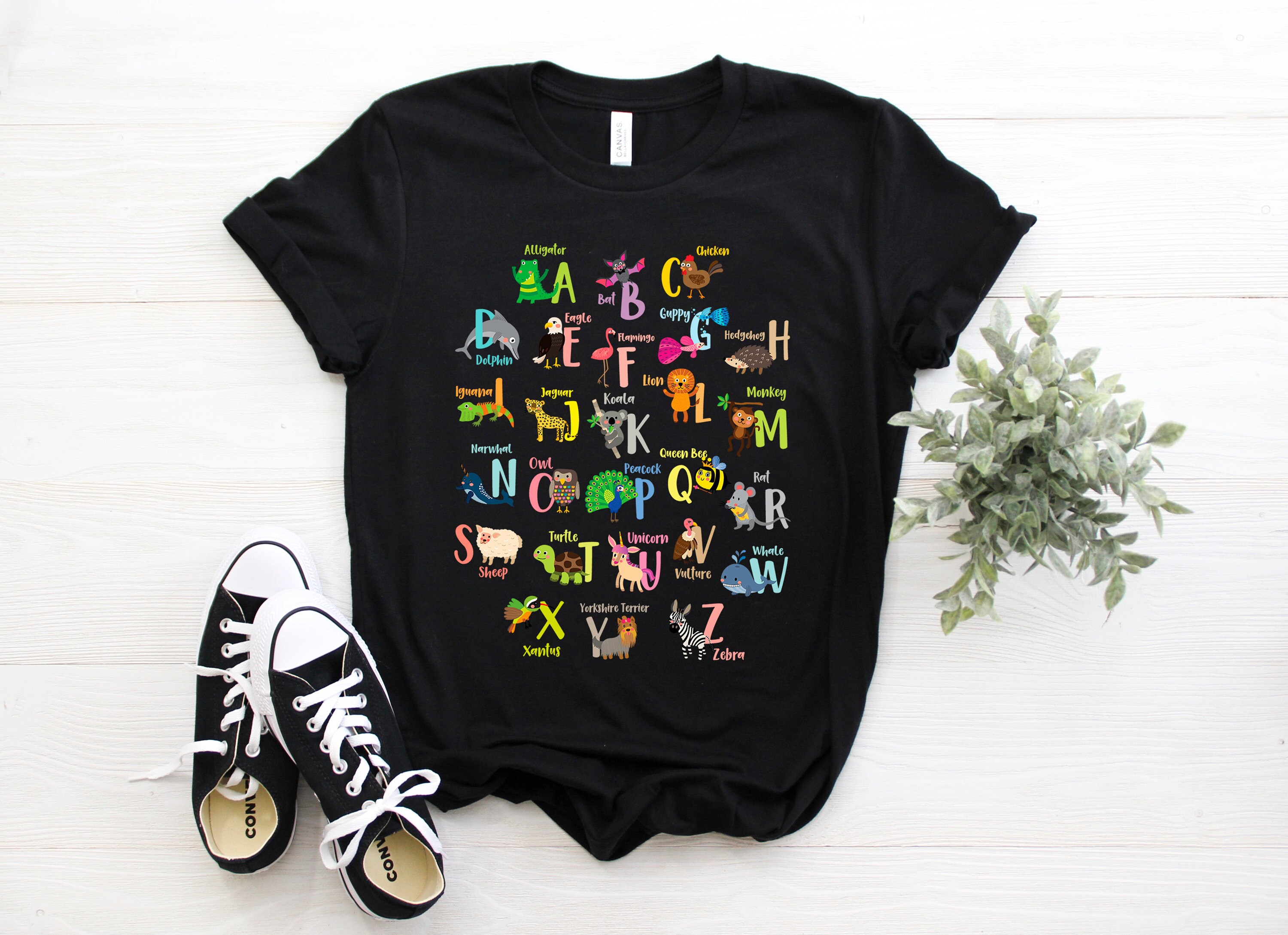 Animals Alphabet T-shirt Cute ABC Letters Learning Fans - Etsy