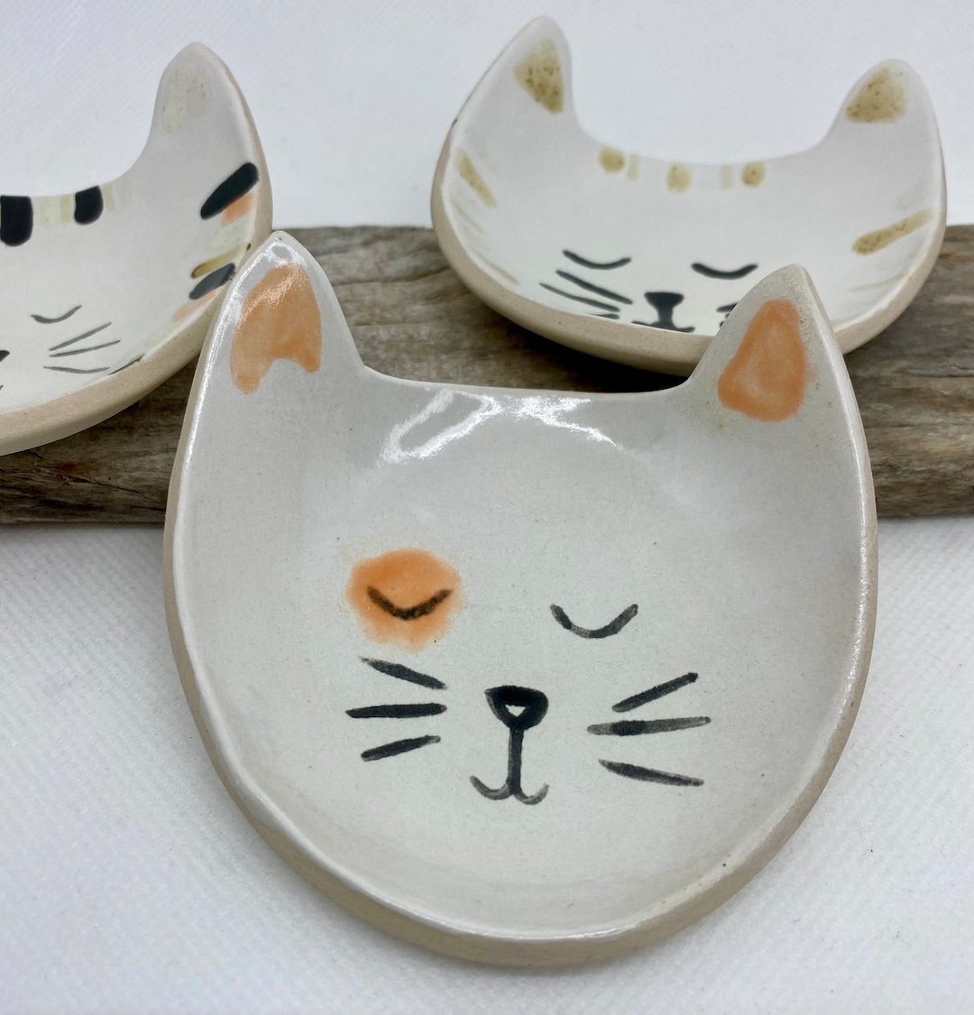 Cat Face Shaped, Handmade, Really Useful Mini Dish, Trinket Tray, Ring ...