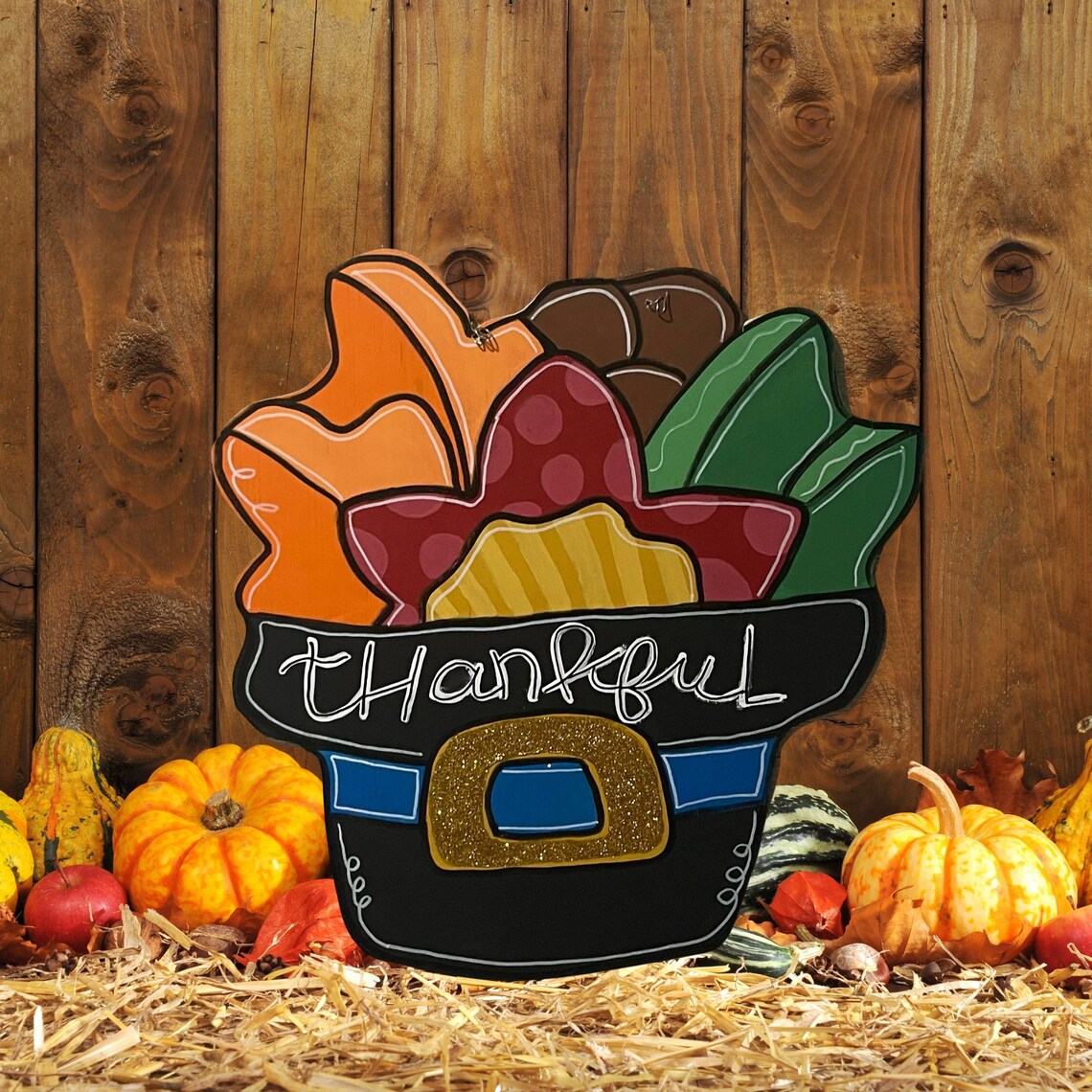 Thanksgiving Pilgrim Hat Door Hanger Thankful Front Door - Etsy