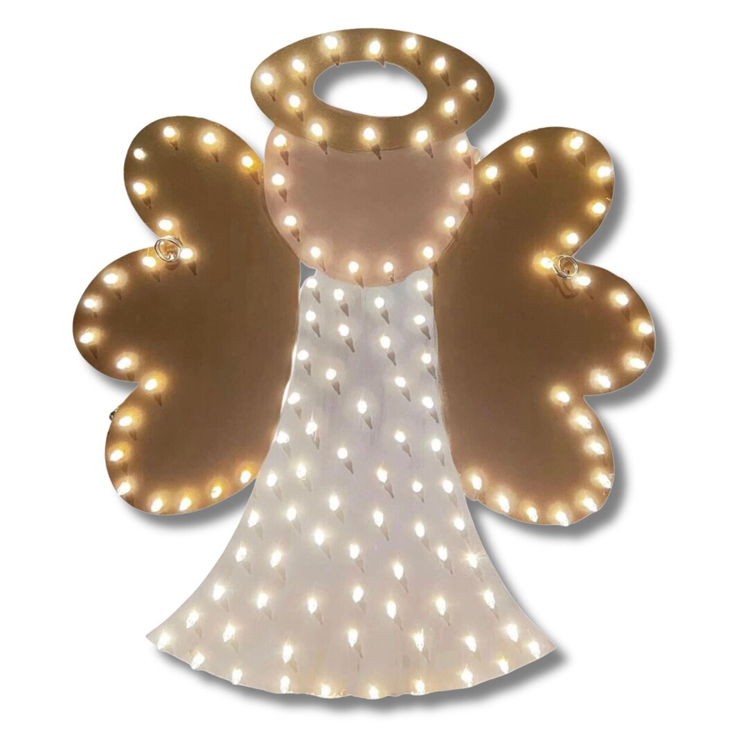 Lighted Wooden Angel Tree Topper, Front Door Decor, Christmas ...