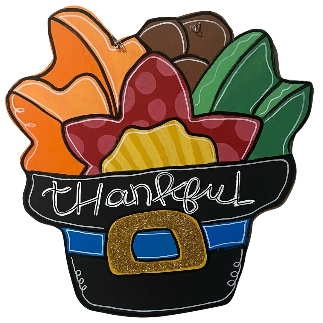 Thanksgiving Pilgrim Hat Door Hanger, Thankful Front Door Decor, Fall ...