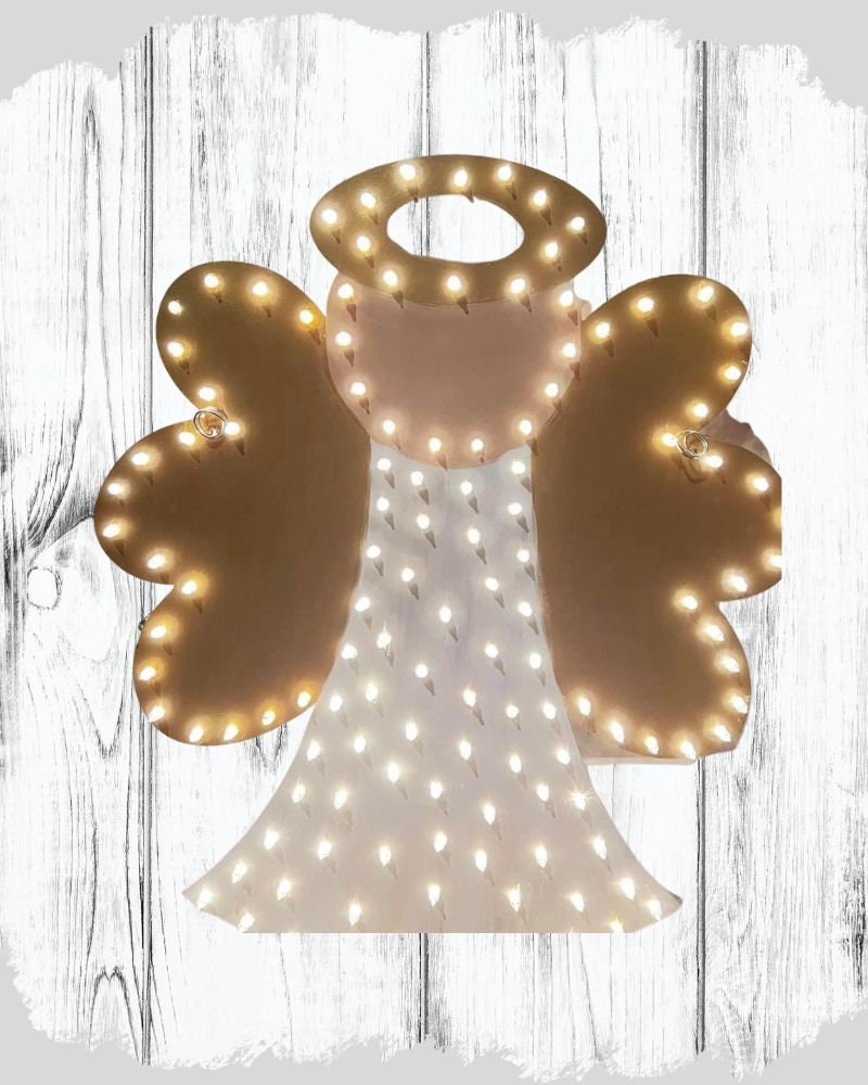 Lighted Wooden Angel Tree Topper, Front Door Decor, Christmas ...