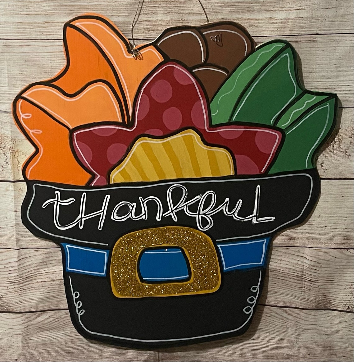 Thanksgiving Pilgrim Hat Door Hanger Thankful Front Door - Etsy