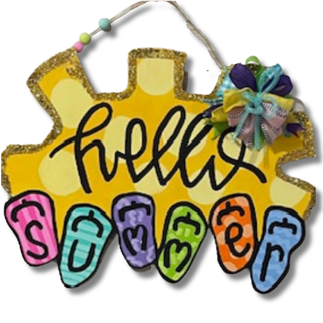 Hello Summer Door Hanger, Summer Door Hanger, Summer Front Door Decor ...