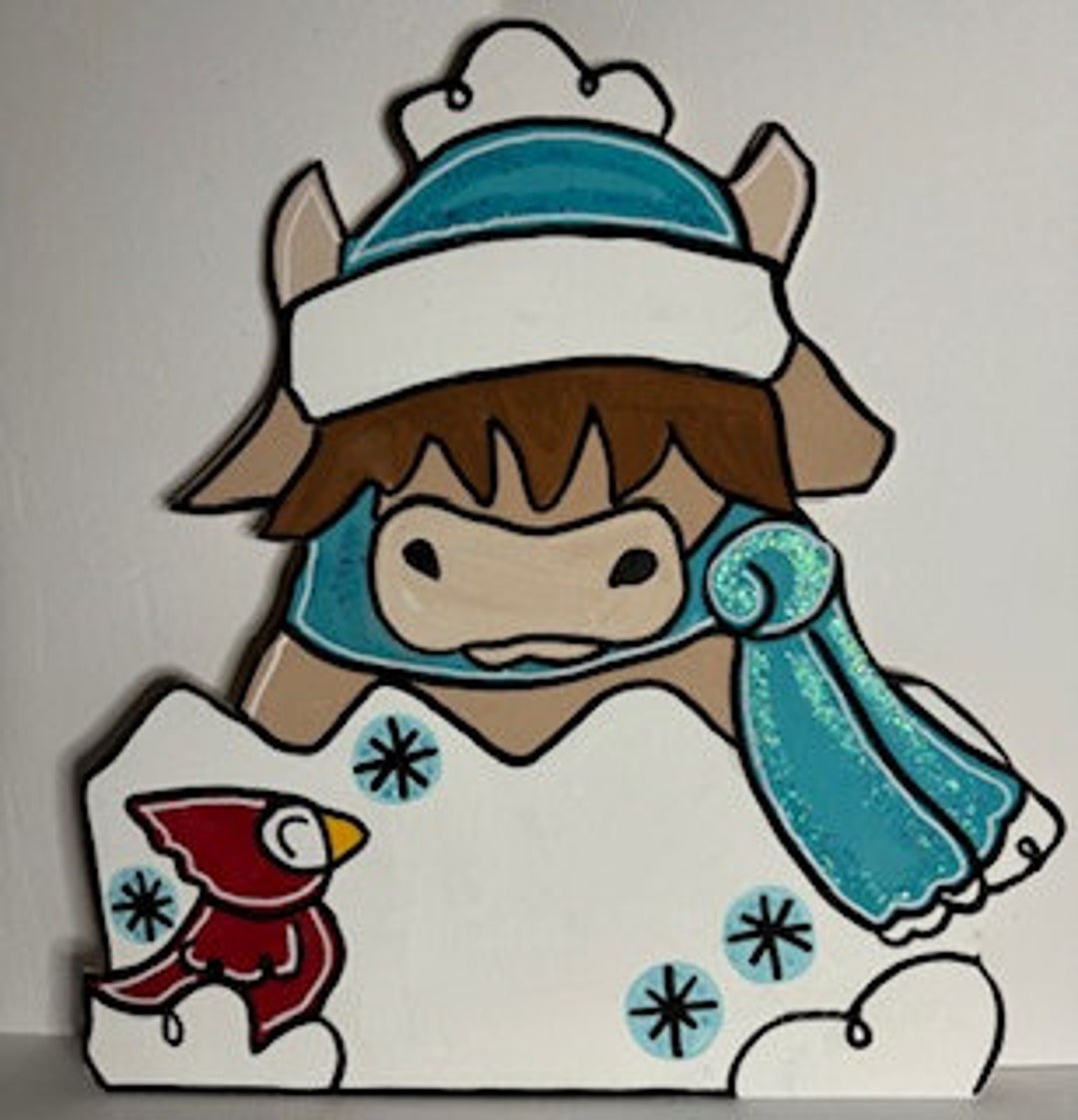Winter Highland Cow Door Hanger Perfect for Your Front Door Decor or ...