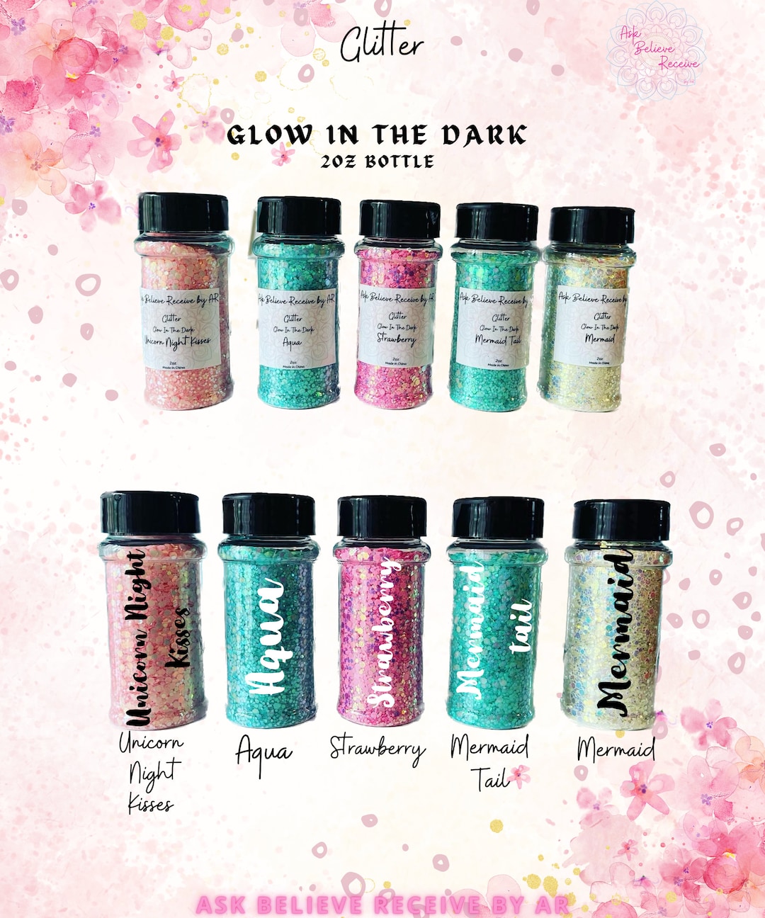 Glitter 2 Oz Shakers, Chunky Glitter, Fine Glitter and Chunky Glow in ...