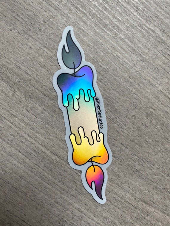 Double Ended Candle Holographic Vinyl Sticker | Etsy
