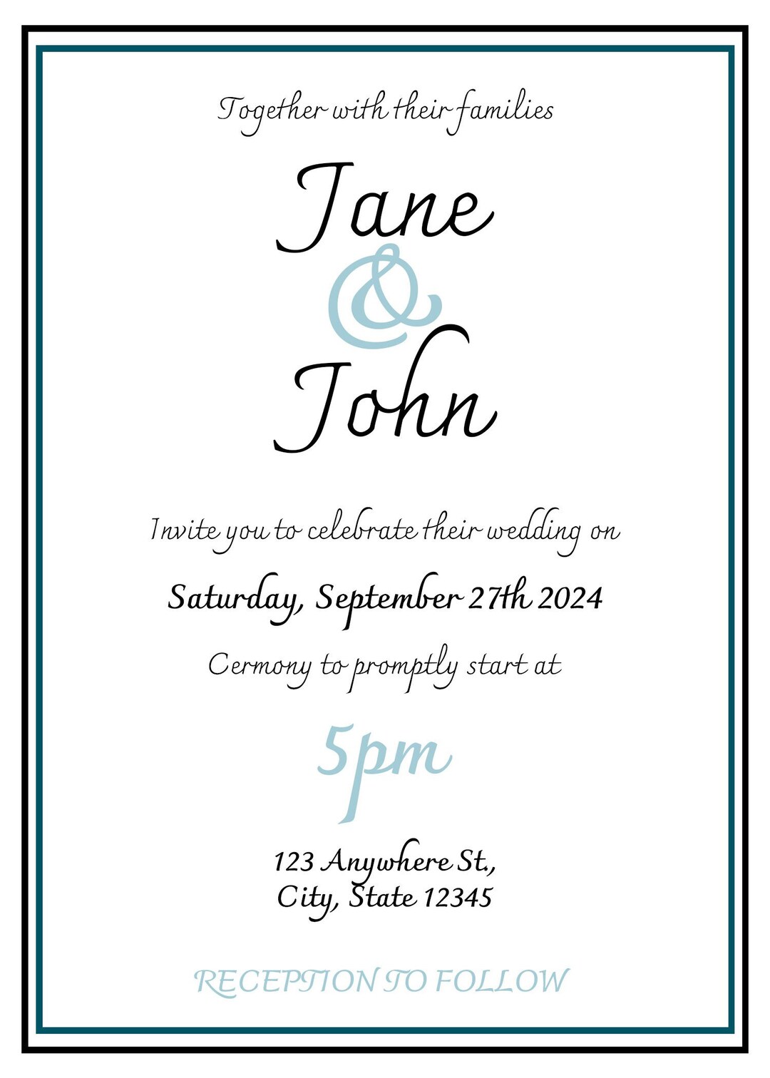 Simple Wedding Invitation - Etsy