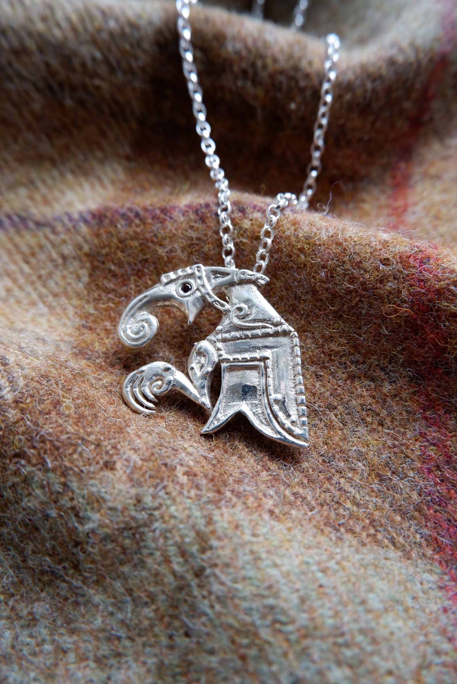 Anglo Saxon Raven Pendant Based on the Sutton Hoo Shield Mount - Silver ...