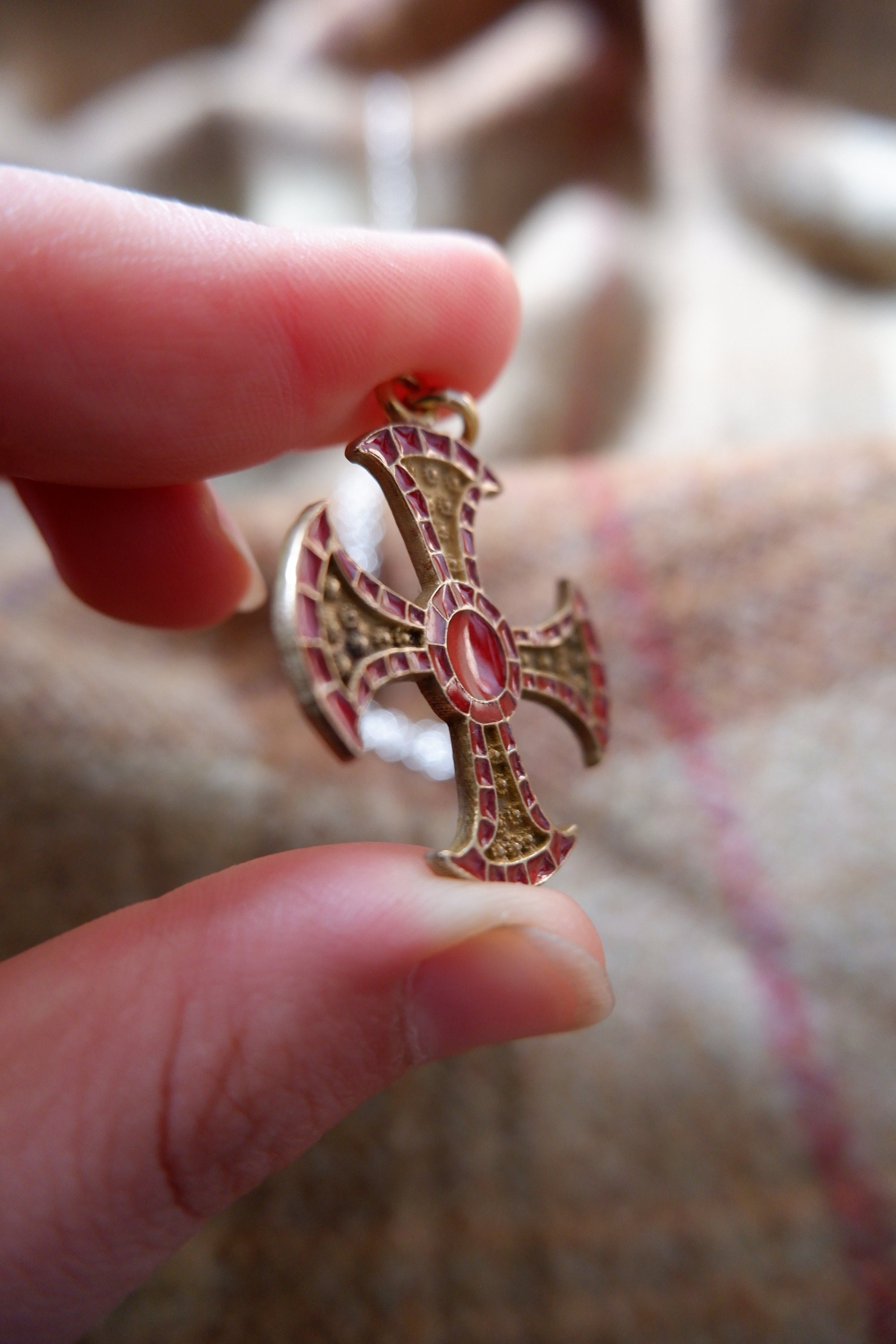 Handmade Anglo Saxon Trumpington Cross Pendant or Brooch in Bronze or ...