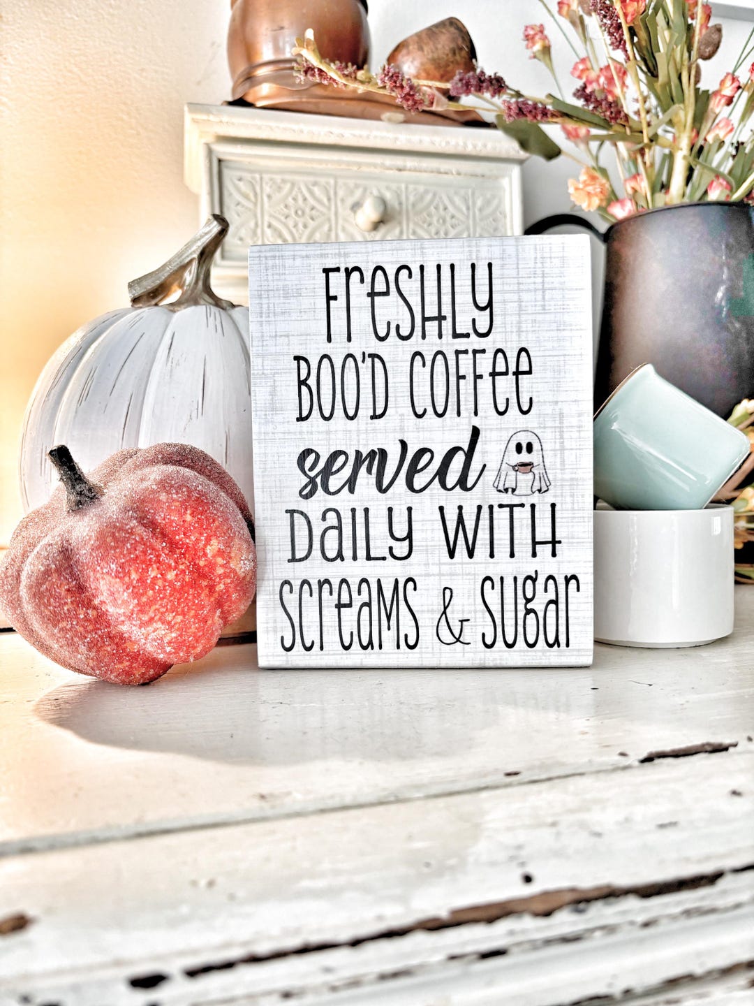 Freshly Boo'd Coffee Wooden Block, Halloween Kitchen Decor - Etsy