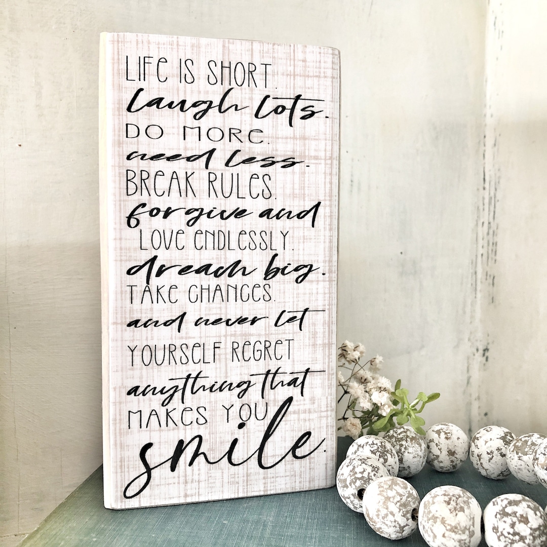 Inspirational Wood Sign: Life is Short, Laugh Lots Decor - Etsy