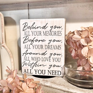 Behind You, All Your Memories. Before You, All Your Dreams. Around You, All Who Love You. Within ...