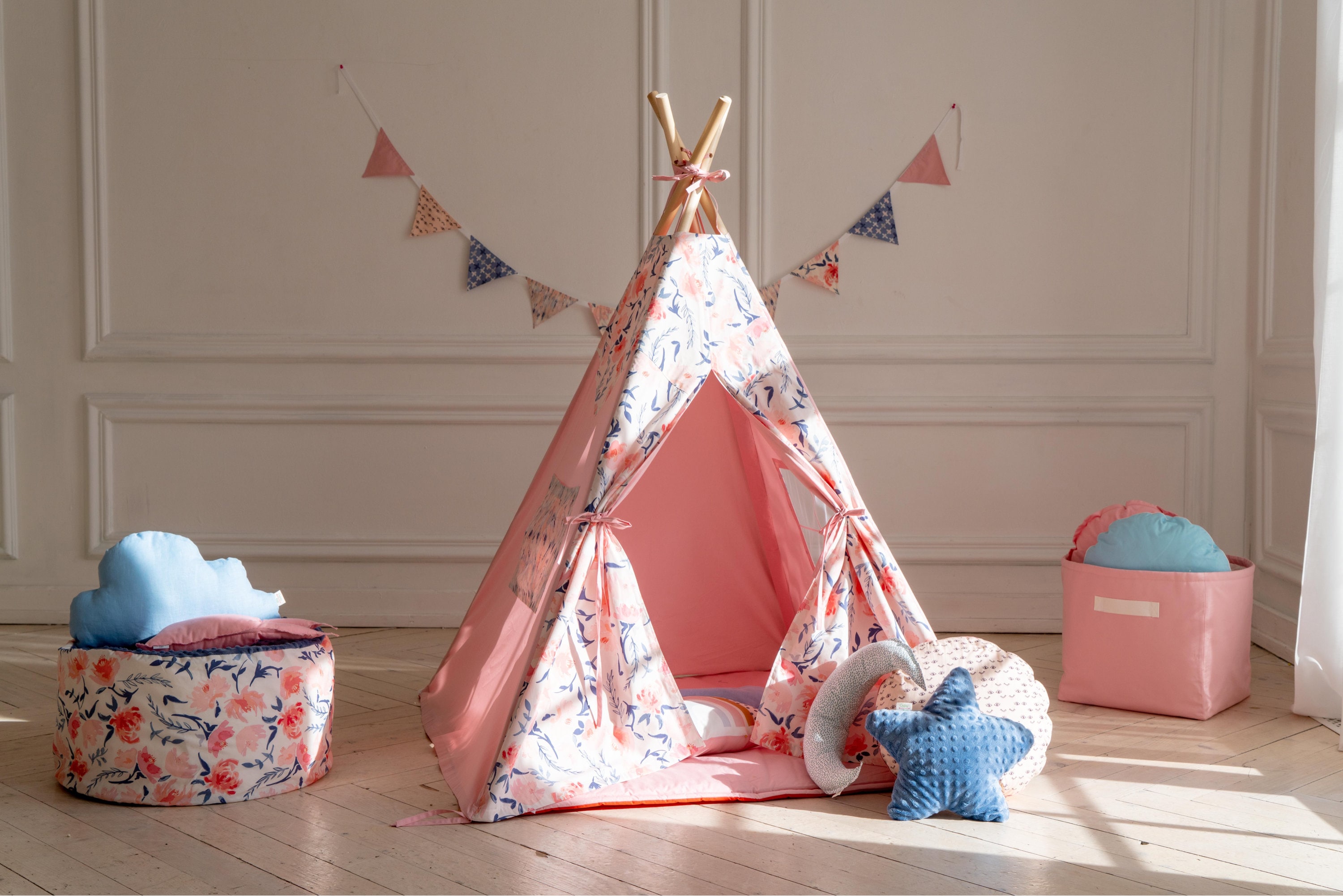 Flowers teepee Girls kids teepee tent Girls Tipi tentPink | Etsy