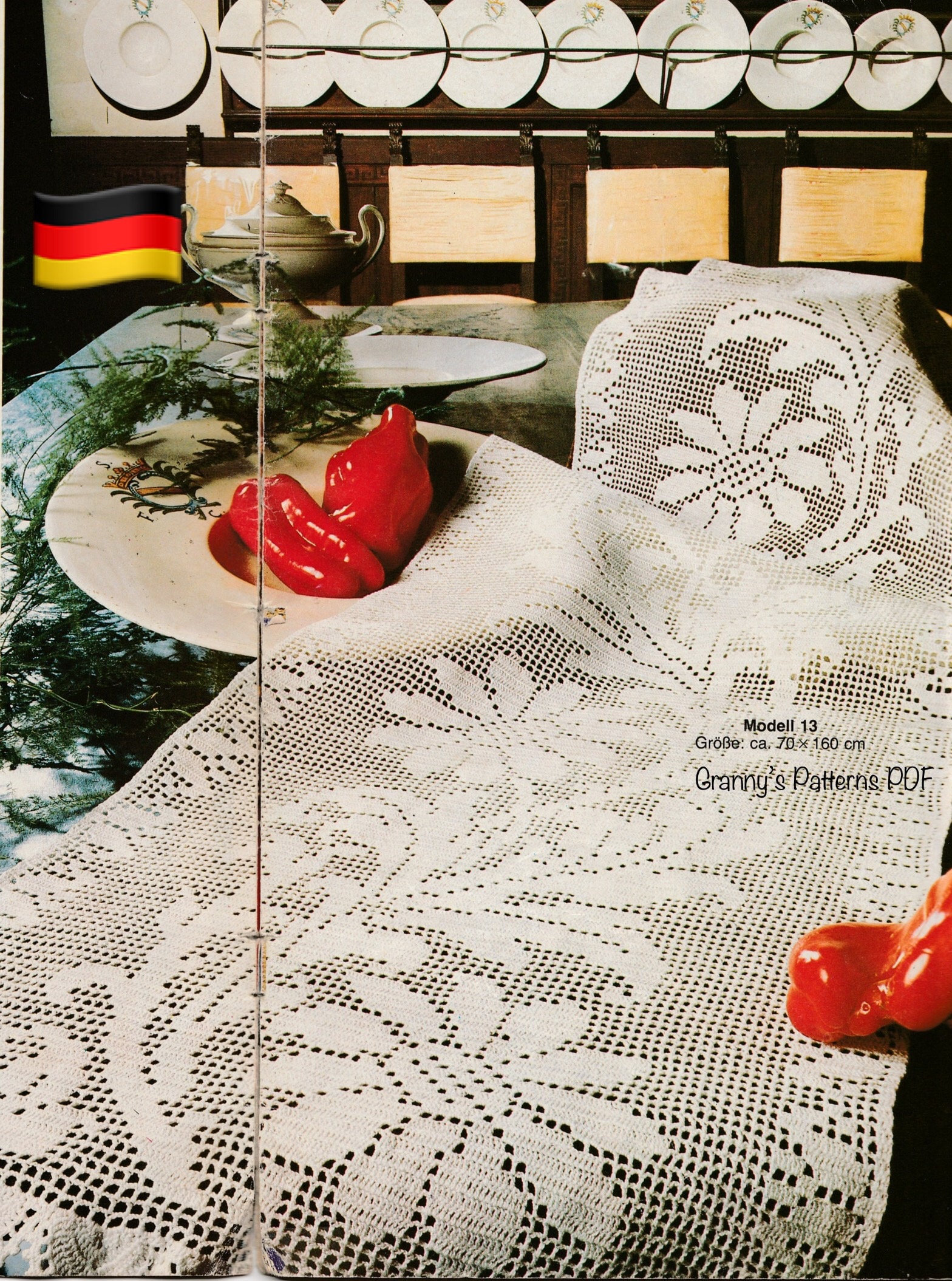 Lace Table Runner Vintage Crochet Graph Pattern German. PDF Digital ...