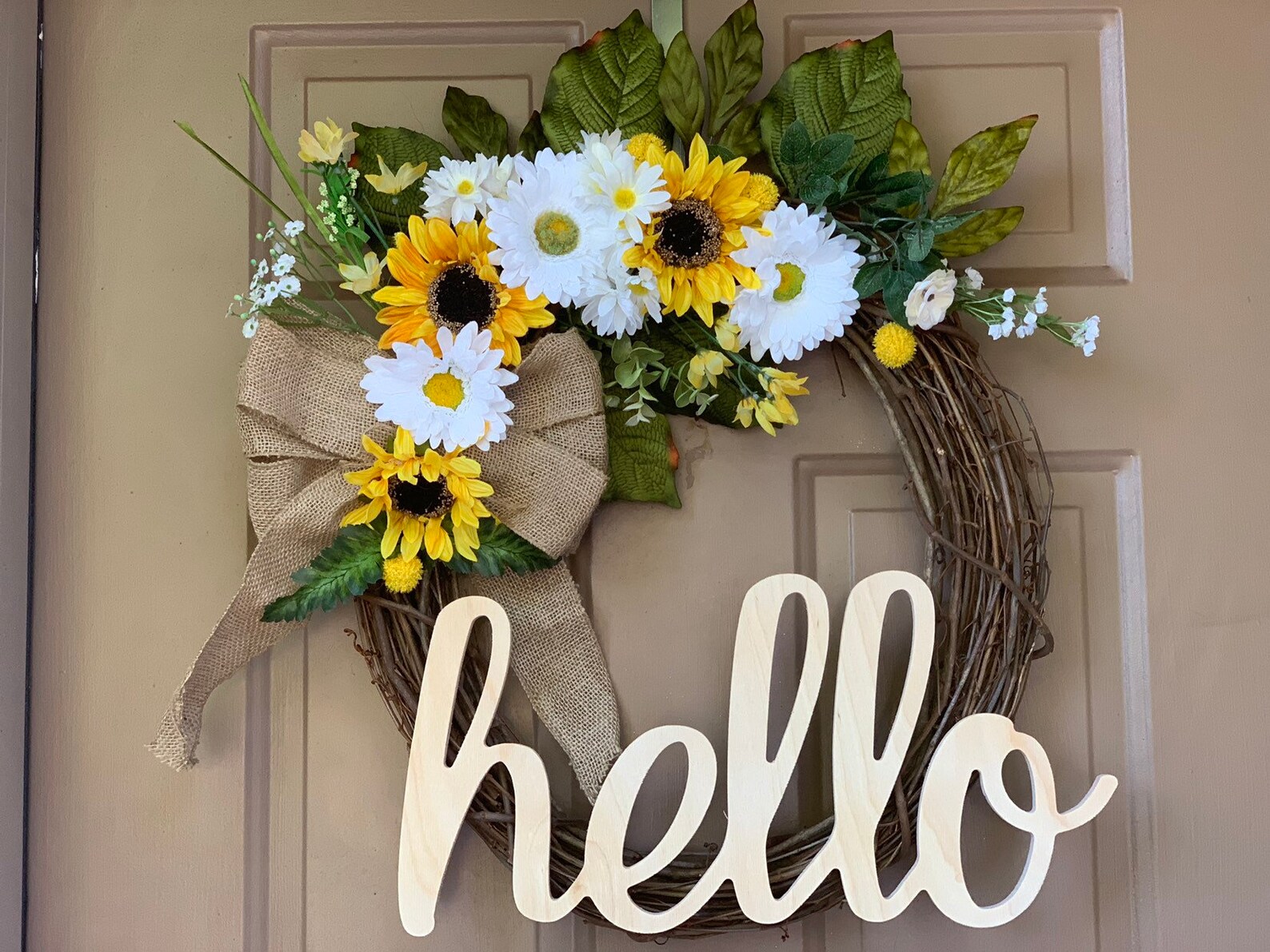 Hello Wreath sunflower Wreathyear Round Wreath-yellow and - Etsy