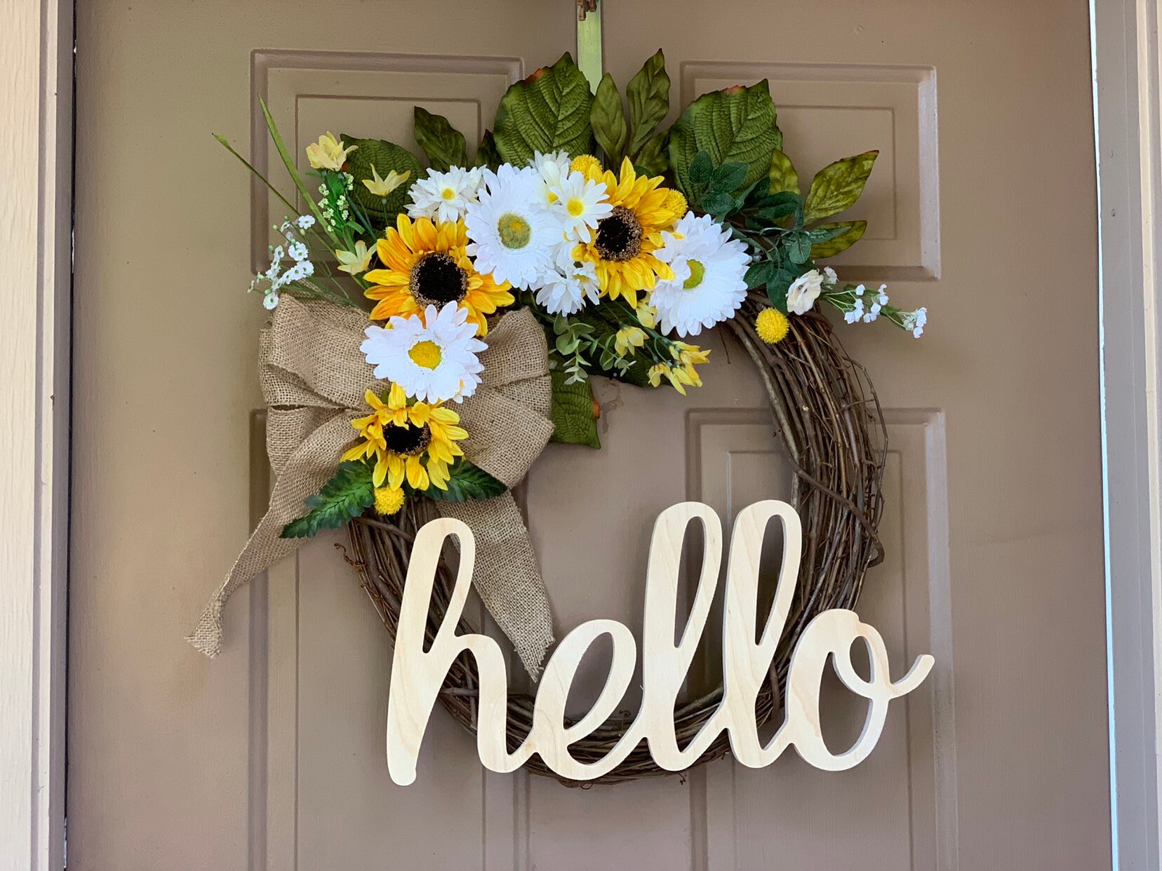 Hello Wreath sunflower Wreathyear Round Wreath-yellow and | Etsy