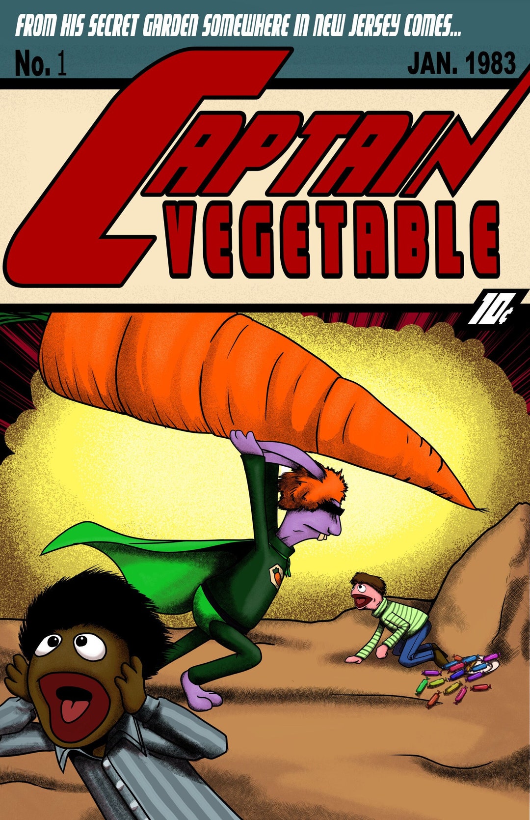 Captain Vegetable Action Comics Print - Etsy