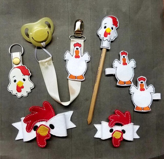 Chicken Hair Clips-chicken Bow-chicken Pacifier Clip-chicken - Etsy