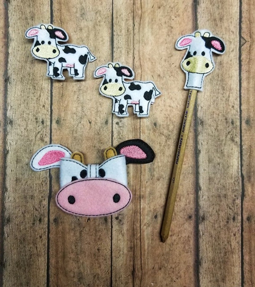 Cow Hair Clips-cow Bow-cow Pencil Topper-farm-heifer Cow-barn-farm ...