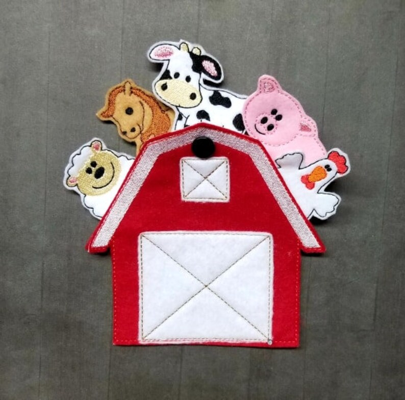 Farm Animal Finger Puppets With Barn | Etsy