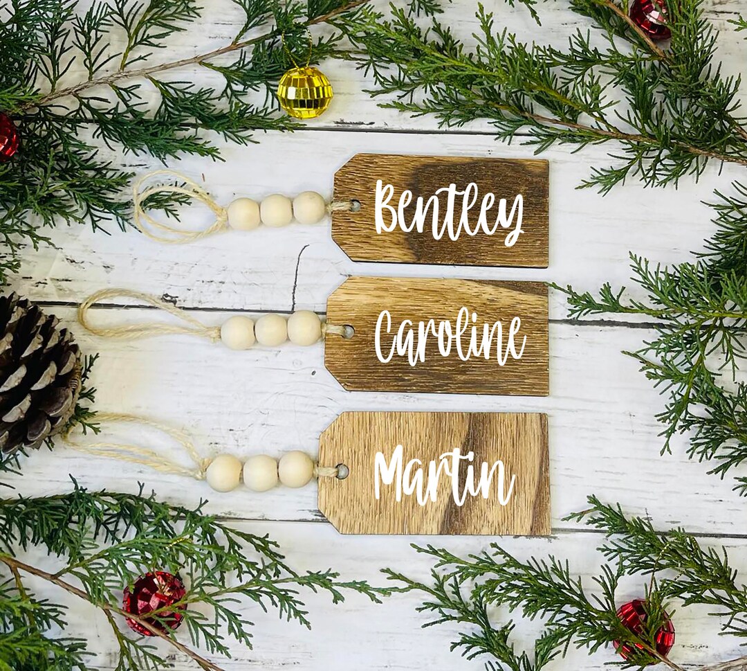 Beaded Wooden Name Tag-personalized Stocking Name Tags-beaded Name Tag ...