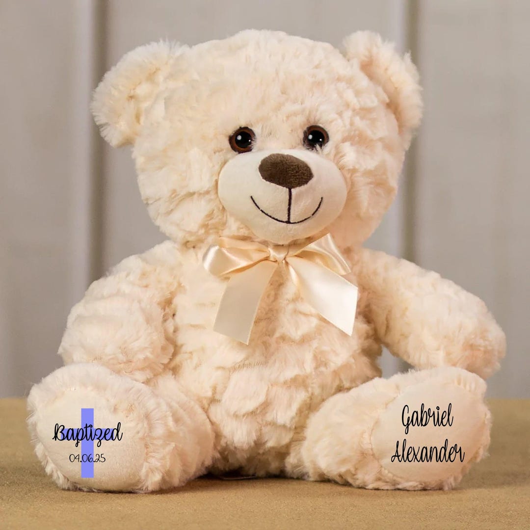 Personalized Baptism Bear-stuffed Bear- Birthday Gift -easter Plush ...