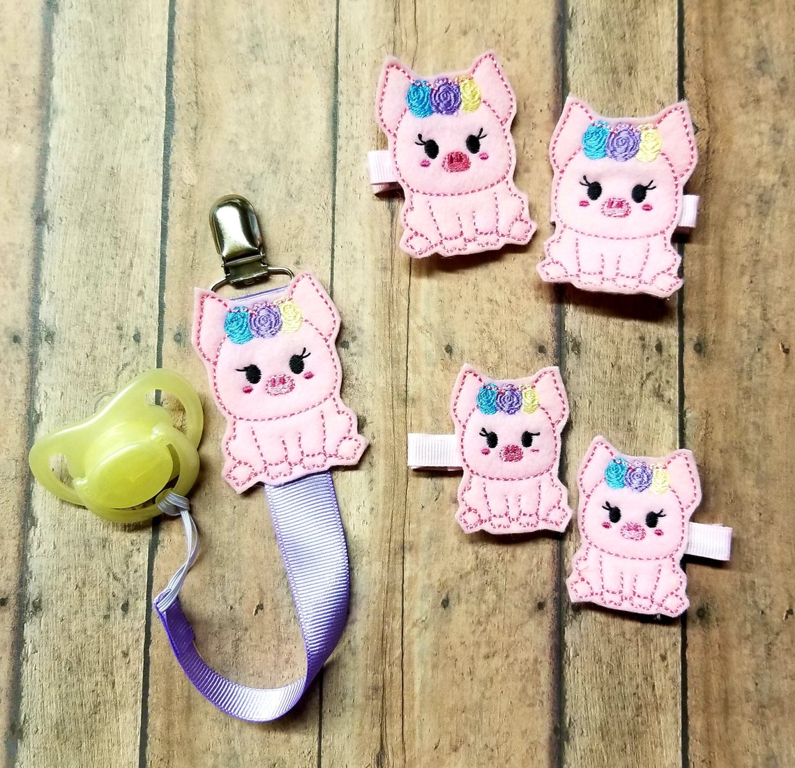 Pig Hair Clip-pig Pacifier Clip-pig Gift-birthday Gift-baby Shower Gift ...