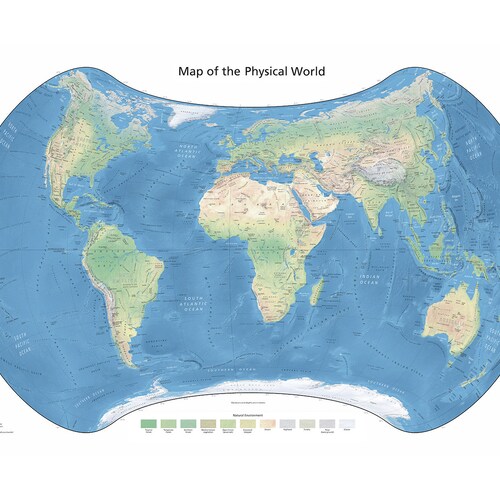 Map of the Physical World on Unusual Projection - Etsy