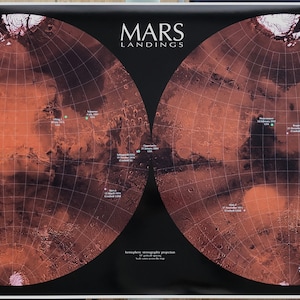 Map of Mars Landings, Including Perseverance and Zhurong - Etsy