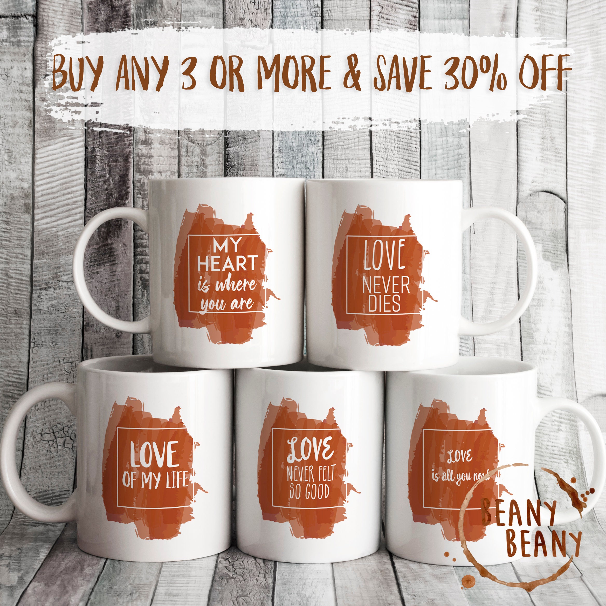 Love Heart Mug, Personalized Couple Mug, Matching Love Mugs, Lovers Mug ...