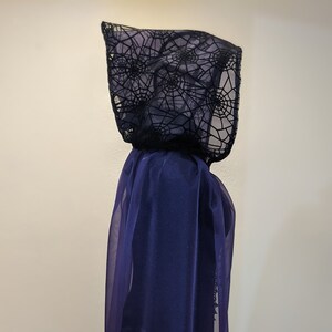 Hooded Cloak, Full Length. Shimmering Purple With Spider Web Hood and ...
